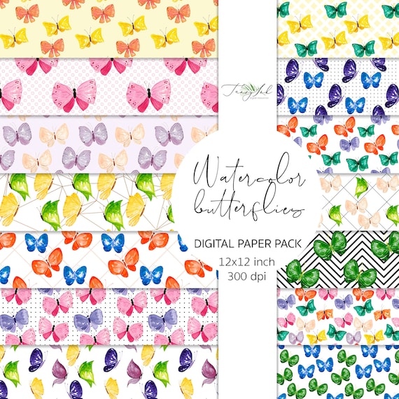 Watercolor Butterflies Digital Paper Seamless Paper Summer | Etsy