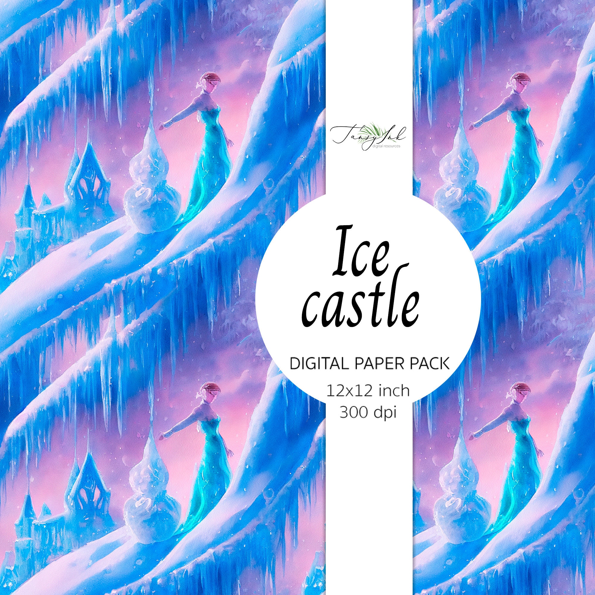 Ice Castle Digital Paper Seamless Pattern Fantasy Christmas - Etsy