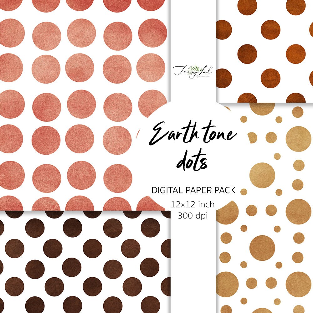 Earth Tones Dots Digital Paper, Dots Pattern, Neutral Dots Paper ...