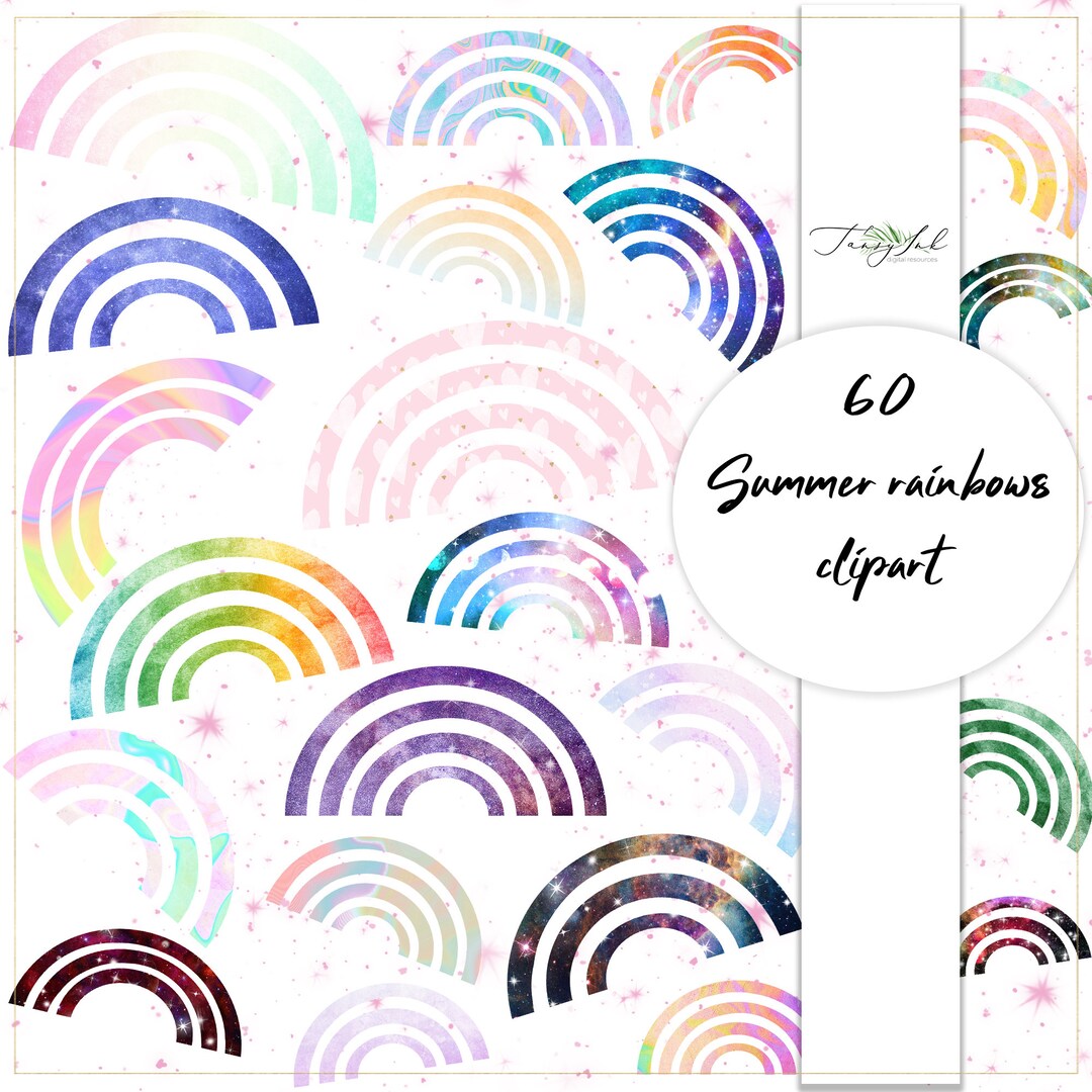 Summer Rainbow Clipart, Rainbow PNG Clip Art, Rainbow Wall Art, Galaxy ...