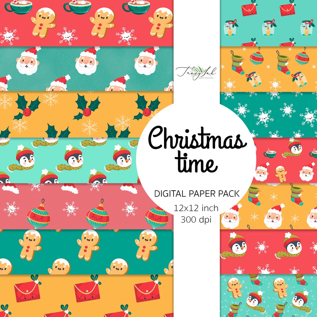 Christmas Time Digital Paper, Seamless Paper, Gingerbread Cookies ...
