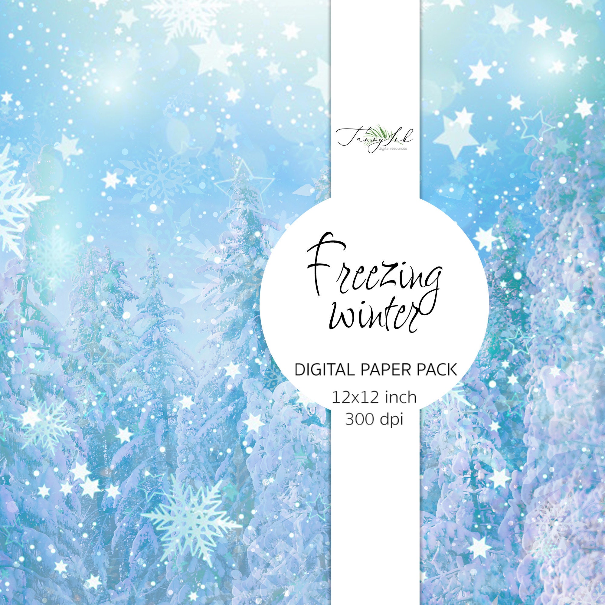 Freezing Winter Digital Paper, Winter Fantasy, White Christmas, Frost ...