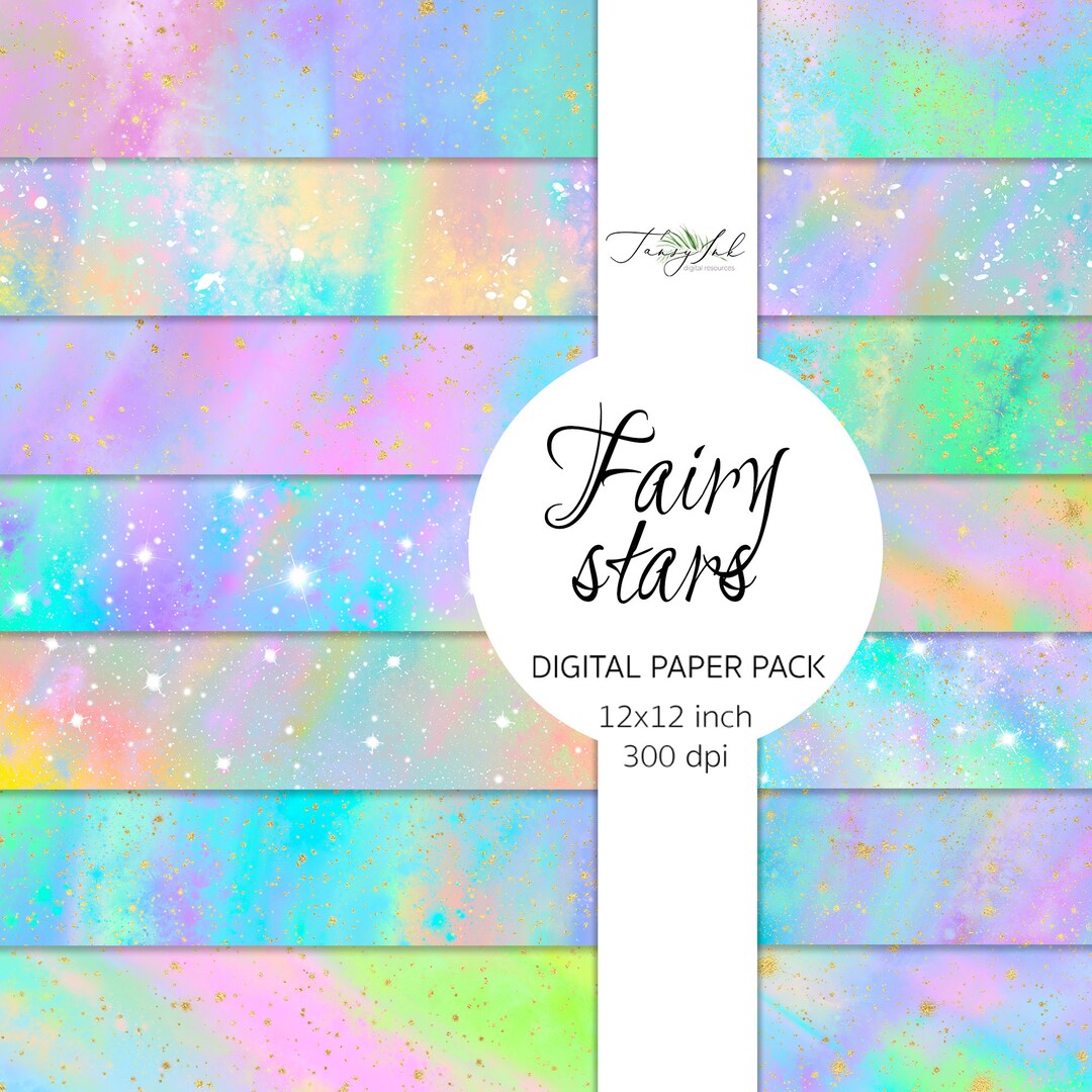 Fairy Stars Digital Paper, Stars Background, Watercolor Background ...