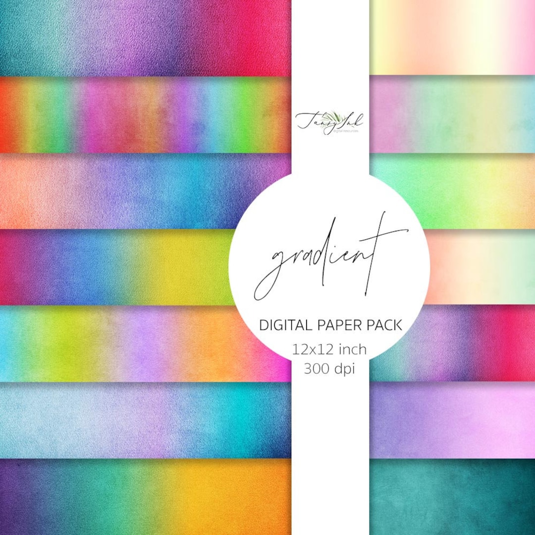 Gradient Digital Paper, Rainbow Gradient Paper, Pastel Gradient Pattern ...