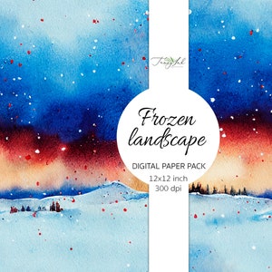 Frozen Landscape Digital Paper, Seamless Paper, Winter Landscape ...