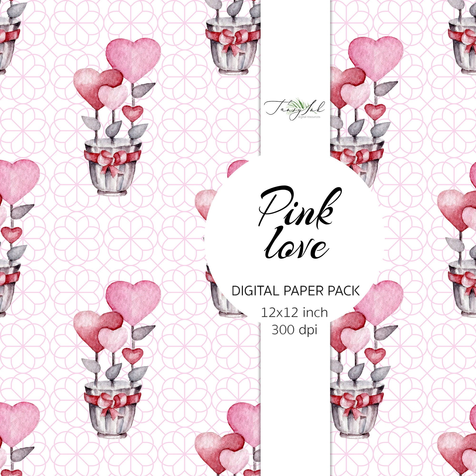 Pink Love Digital Paper Seamless Paper Valentine Card | Etsy