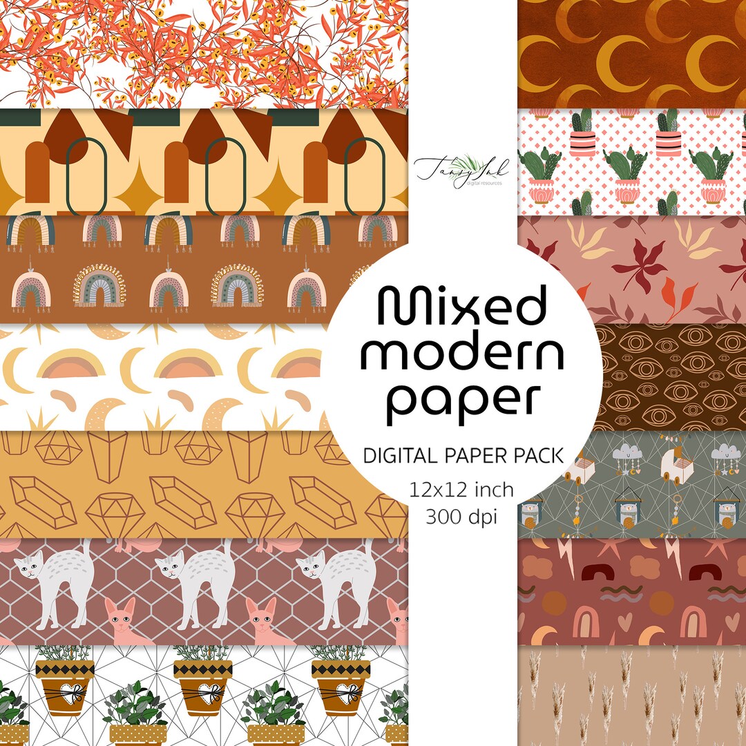 Mixed Modern Digital Paper, Seamless Paper, Modern Abstract ...