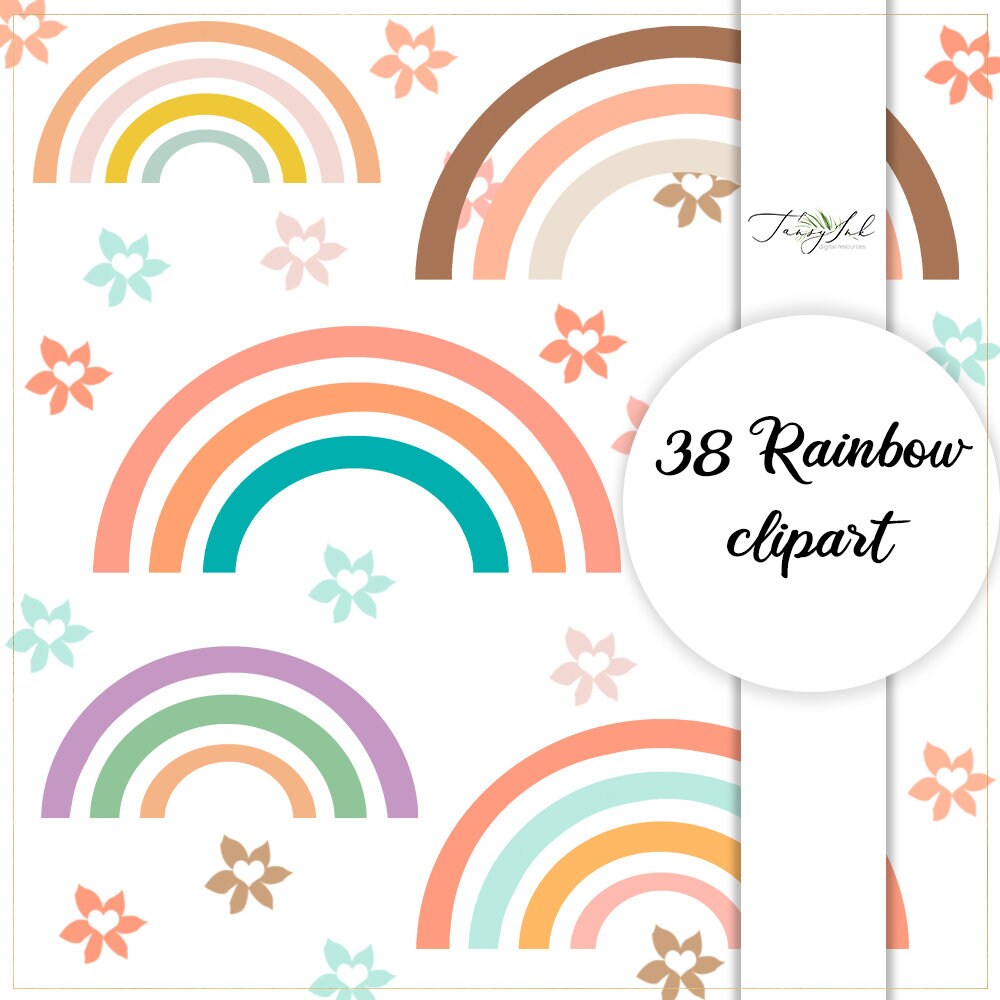 Rainbow clipart boho rainbows rainbow PNG clip art modern | Etsy