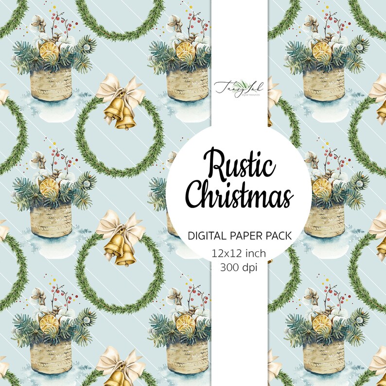 Rustic Christmas Digital Paper Seamless Paper Holiday Paper - Etsy