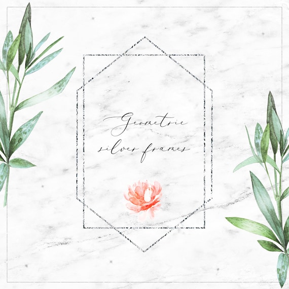 Silver Geometric Frames Clipart Overlay Geometrical Frames - Etsy Ireland