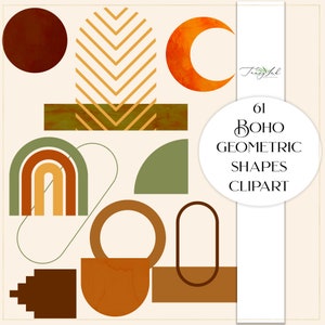 61 Boho Geometric Shapes, Boho Clipart, Geometric PNG, Abstract Clip ...
