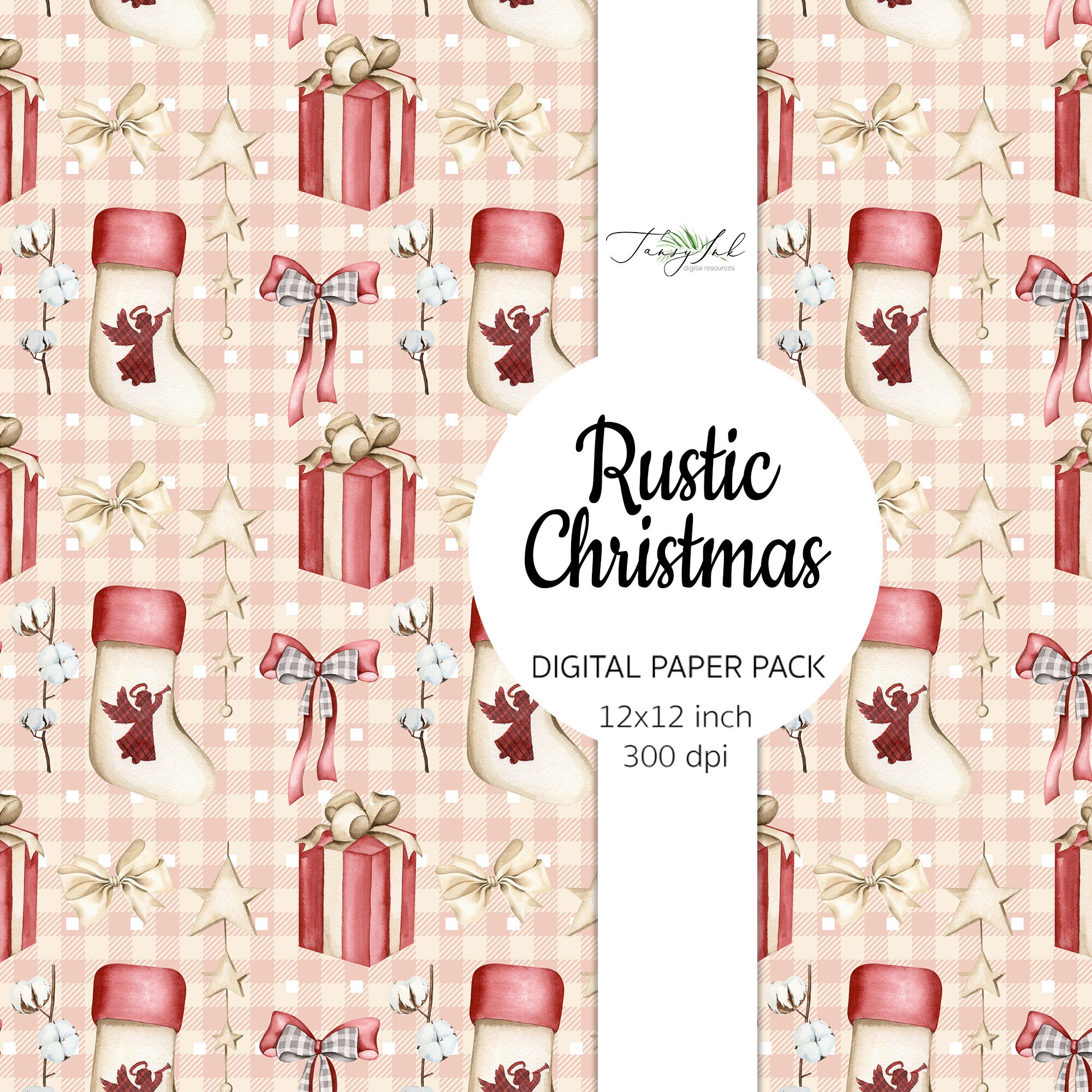 Rustic Christmas Digital Paper Seamless Paper Holiday Paper | Etsy