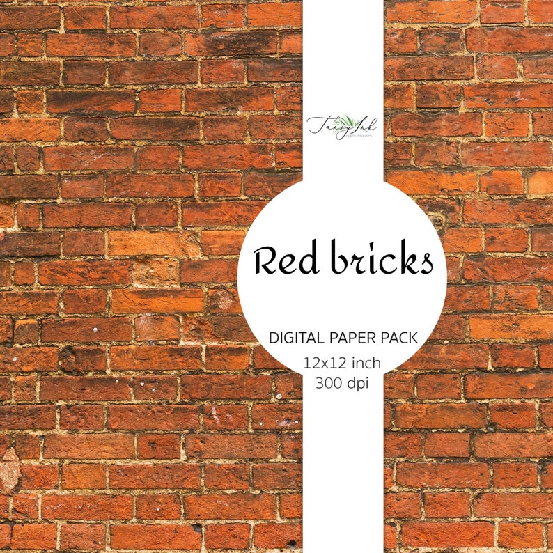 Red Bricks Digital Paper, Brick Wall Wallpaper, Brick Background ...