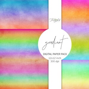 Gradient Digital Paper, Rainbow Gradient Paper, Pastel Gradient Pattern ...
