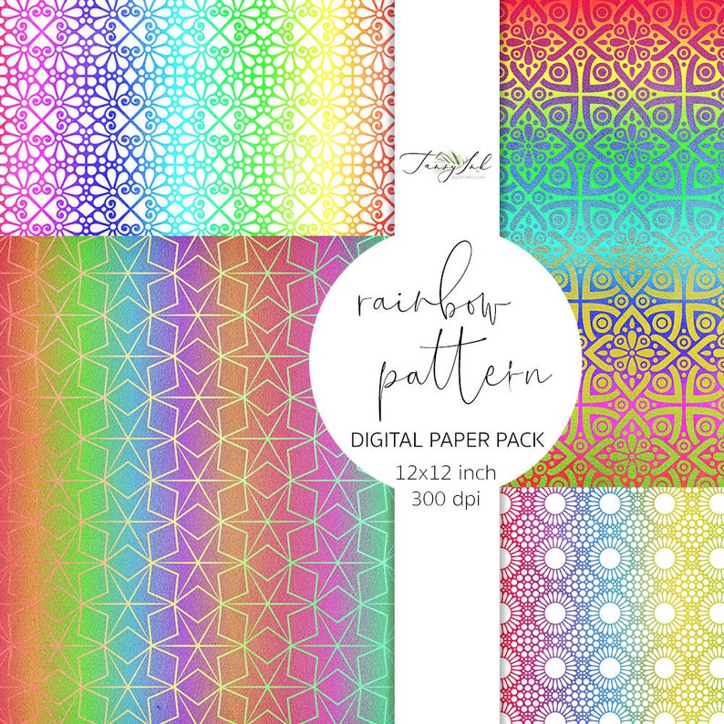 Rainbow Patterns Digital Paper Rainbow Watercolor Gradient - Etsy