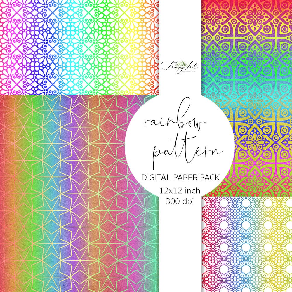 Rainbow Patterns Digital Paper Rainbow Watercolor Gradient - Etsy