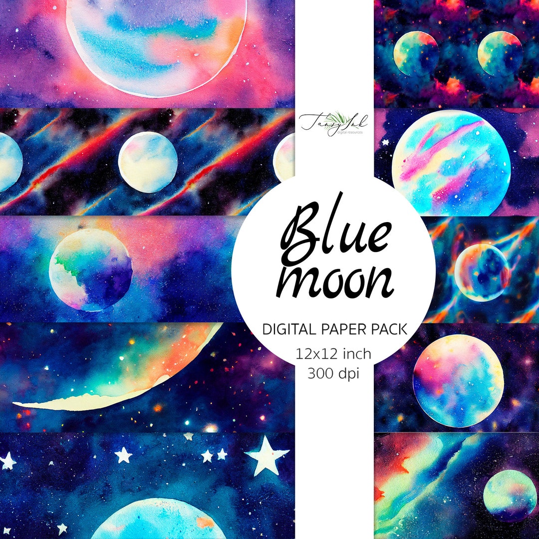 Blue Moon Digital SEAMLESS Paper, Galaxy Pattern, Stars Background ...