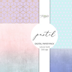 Pastel Digital Paper, Pink Pastel Paper, Pastel Wedding, Pastel Blue ...