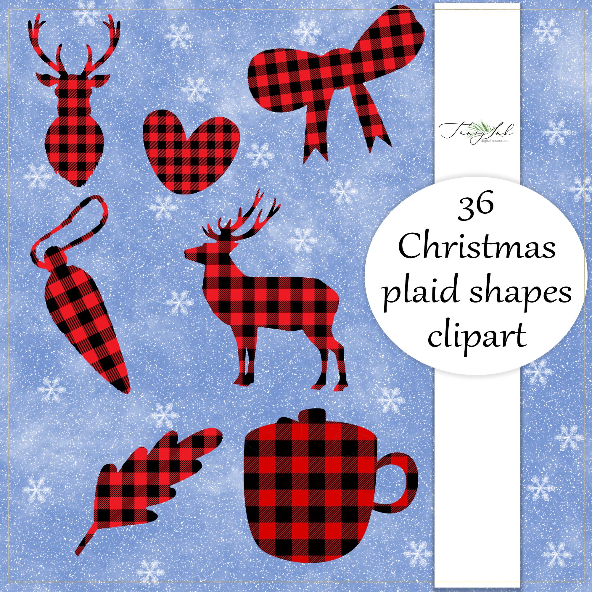 36 Christmas Plaid Clipart Christmas Shapes Clip Art Plaid | Etsy