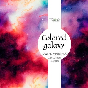 Colored Galaxy Digital Paper, Seamless Paper, Night Sky Background ...