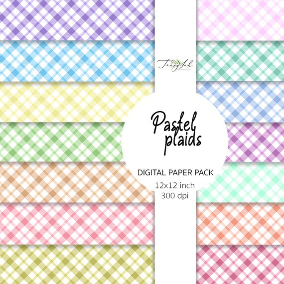Pastel plaid digital paper pink pastel paper pastel blue | Etsy