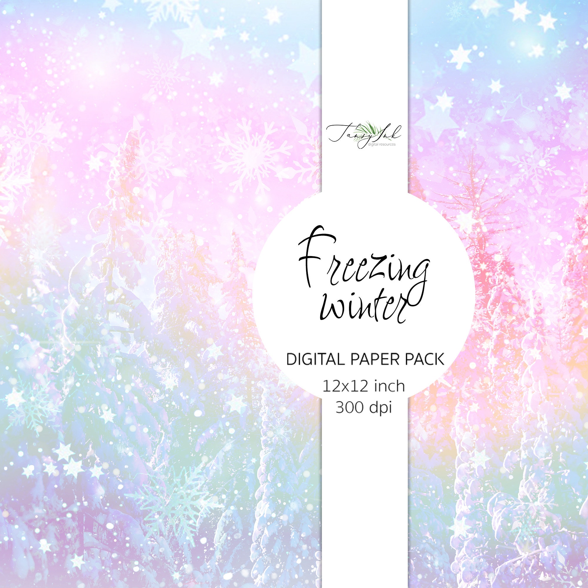 Freezing Winter Digital Paper, Winter Fantasy, White Christmas, Frost ...