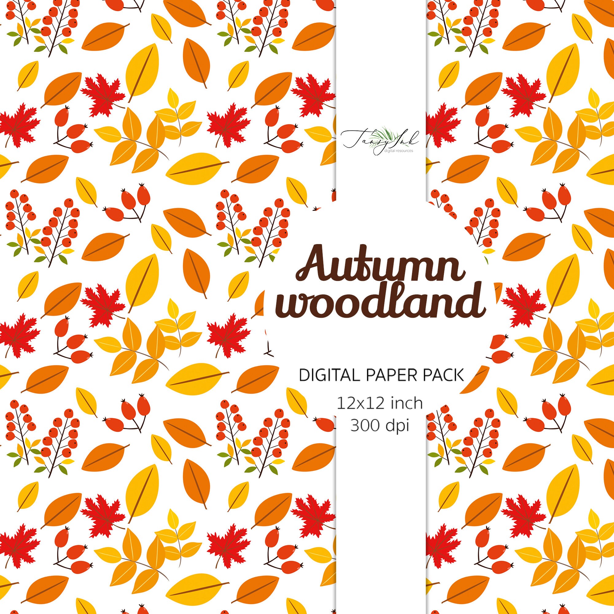 Autumn Woodland Digital Paper Fall Paper Autumn Flower - Etsy