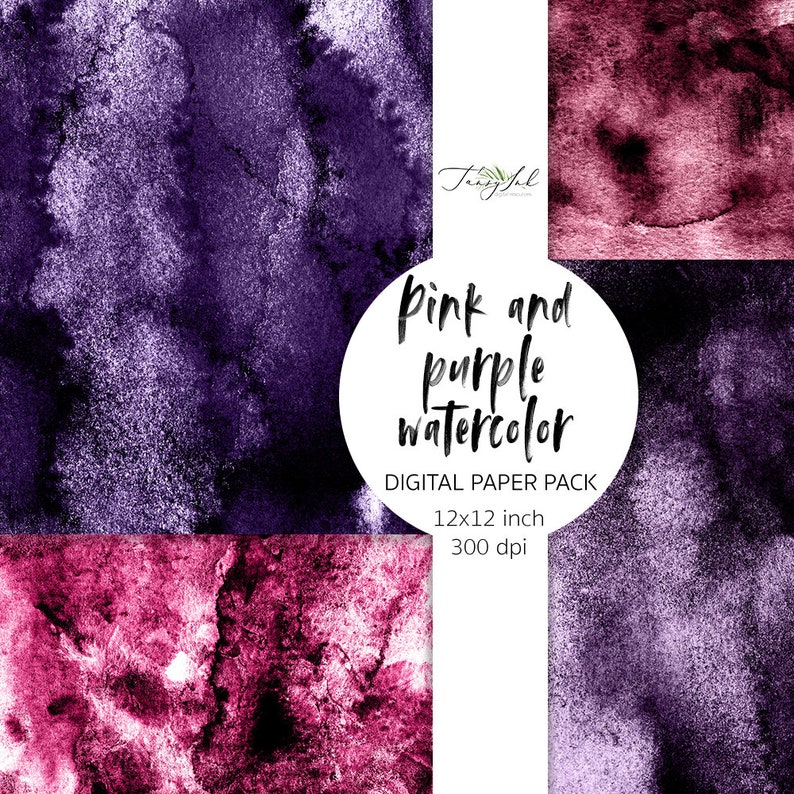 Pink and Purple Watercolor Digital Paper Pink Background - Etsy