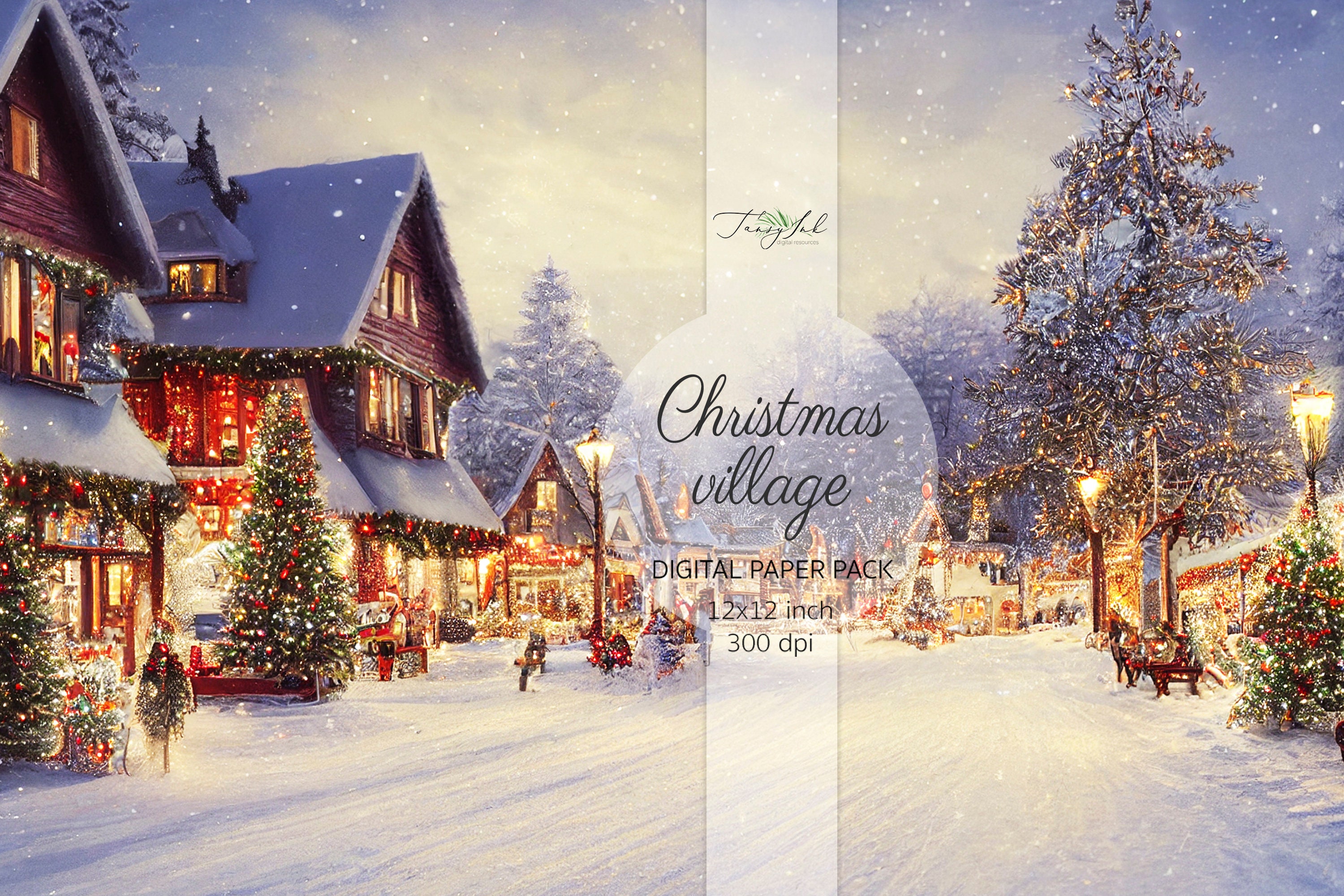 Christmas Village Digital Paper Christmas Scrapbooking - Etsy