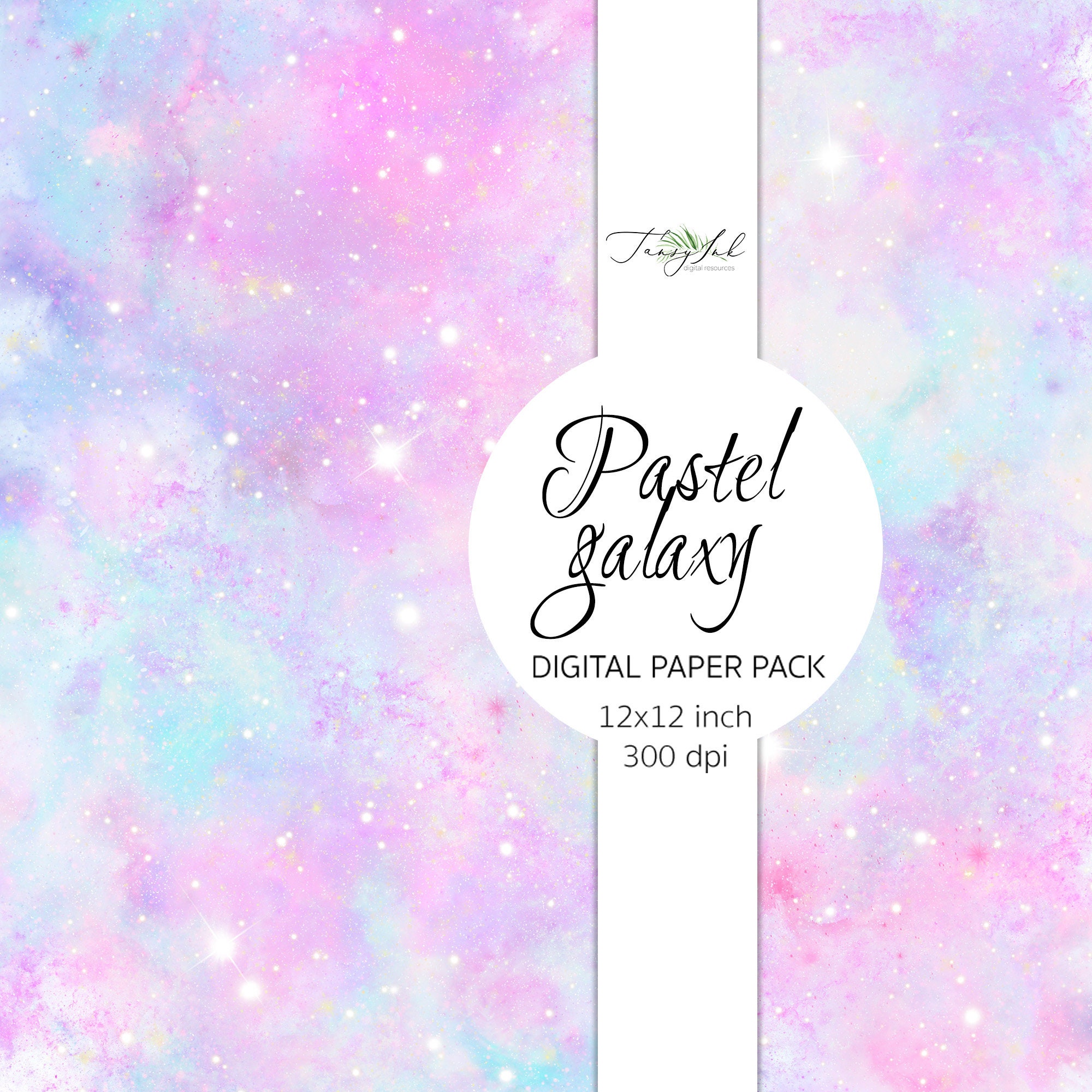 Pastel Galaxy Digital Paper, Cosmic Planner Sticker, Sky Background ...