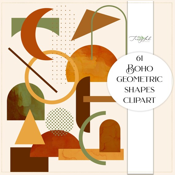 61 Boho Geometric Shapes Boho Clipart Geometric PNG | Etsy