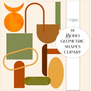 61 Boho Geometric Shapes, Boho Clipart, Geometric PNG, Abstract Clip ...