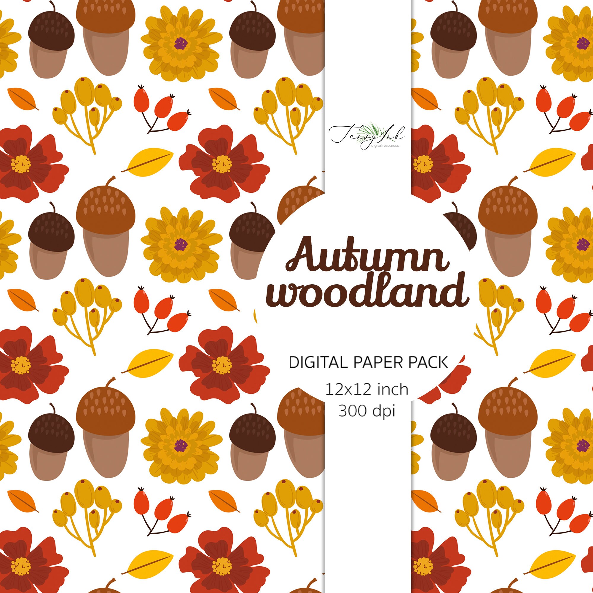 Autumn Woodland Digital Paper Fall Paper Autumn Flower - Etsy