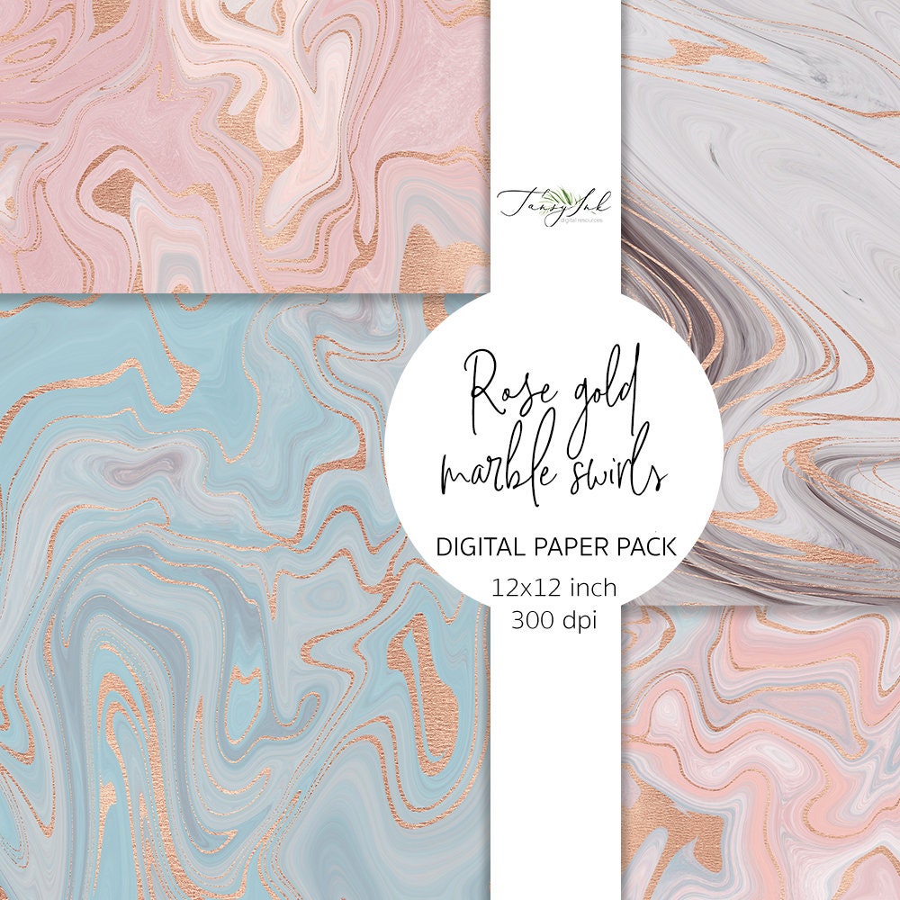 Rose Gold Marble Swirls Digital Paper Rose Gold Glitter - Etsy