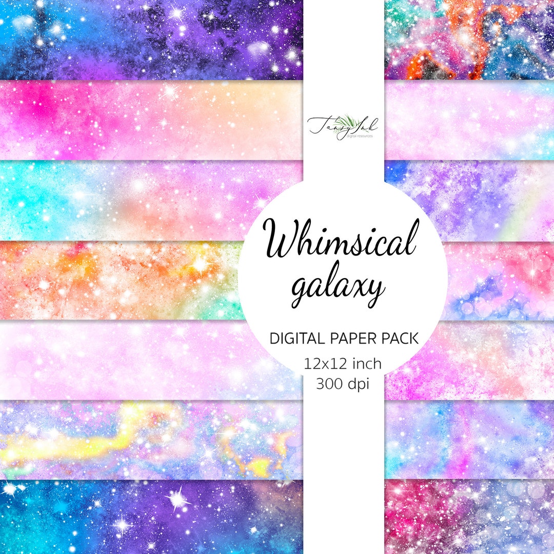 Whimsical Galaxy Digital Paper, Aesthetic Background, Universe ...