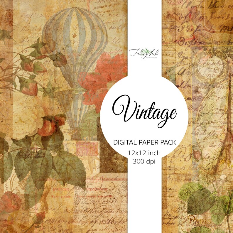 Vintage Digital Paper, Vintage Flowers, Scrapbooking Paper, Vintage ...