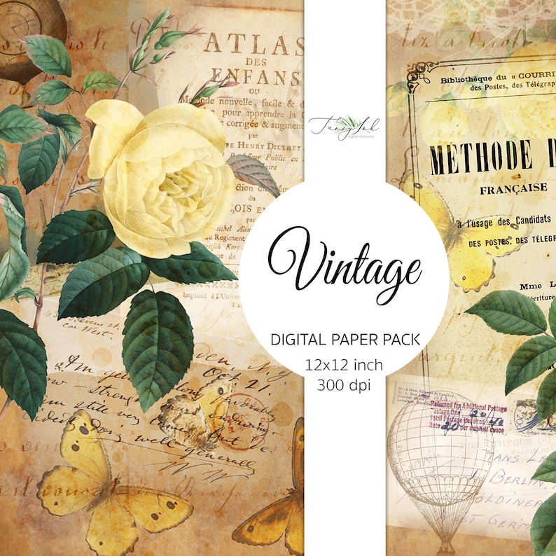 Vintage Digital Paper, Vintage Flowers, Scrapbooking Paper, Vintage ...