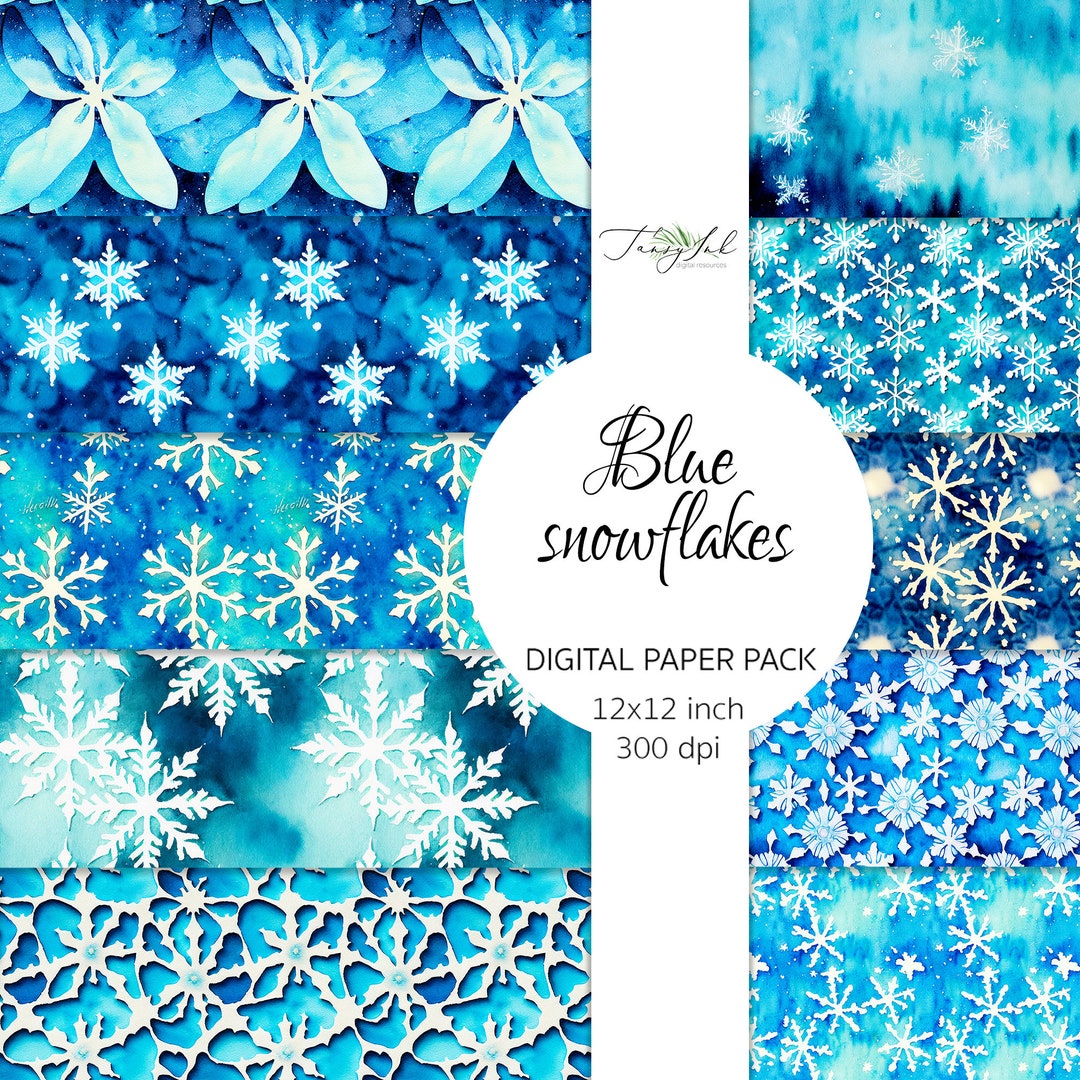 Blue Snowflakes Digital Paper, Seamless Paper, White Christmas, Frost ...