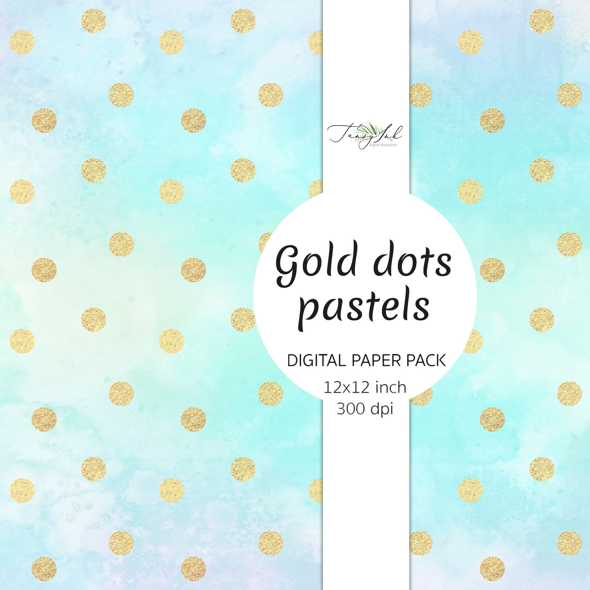 Gold dots pastels digital paper pastel dots paper gold dots | Etsy