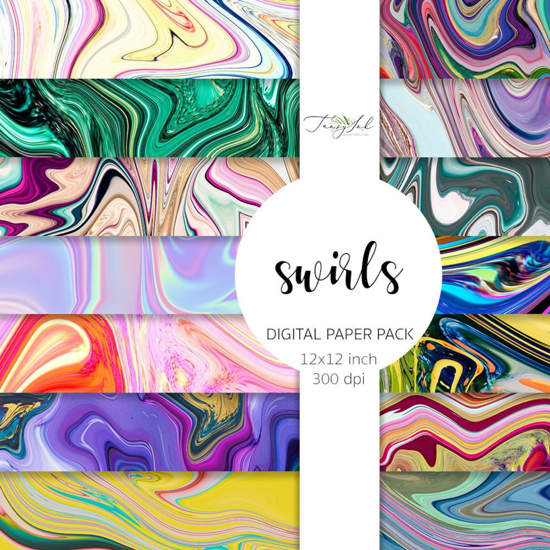 Swirls Digital Paper, Colored Marble Paper, Scrapbooking Paper ...