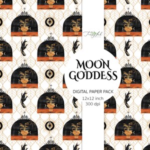Moon Goddess Digital Paper, Seamless Paper, Moon Background, Cosmic ...