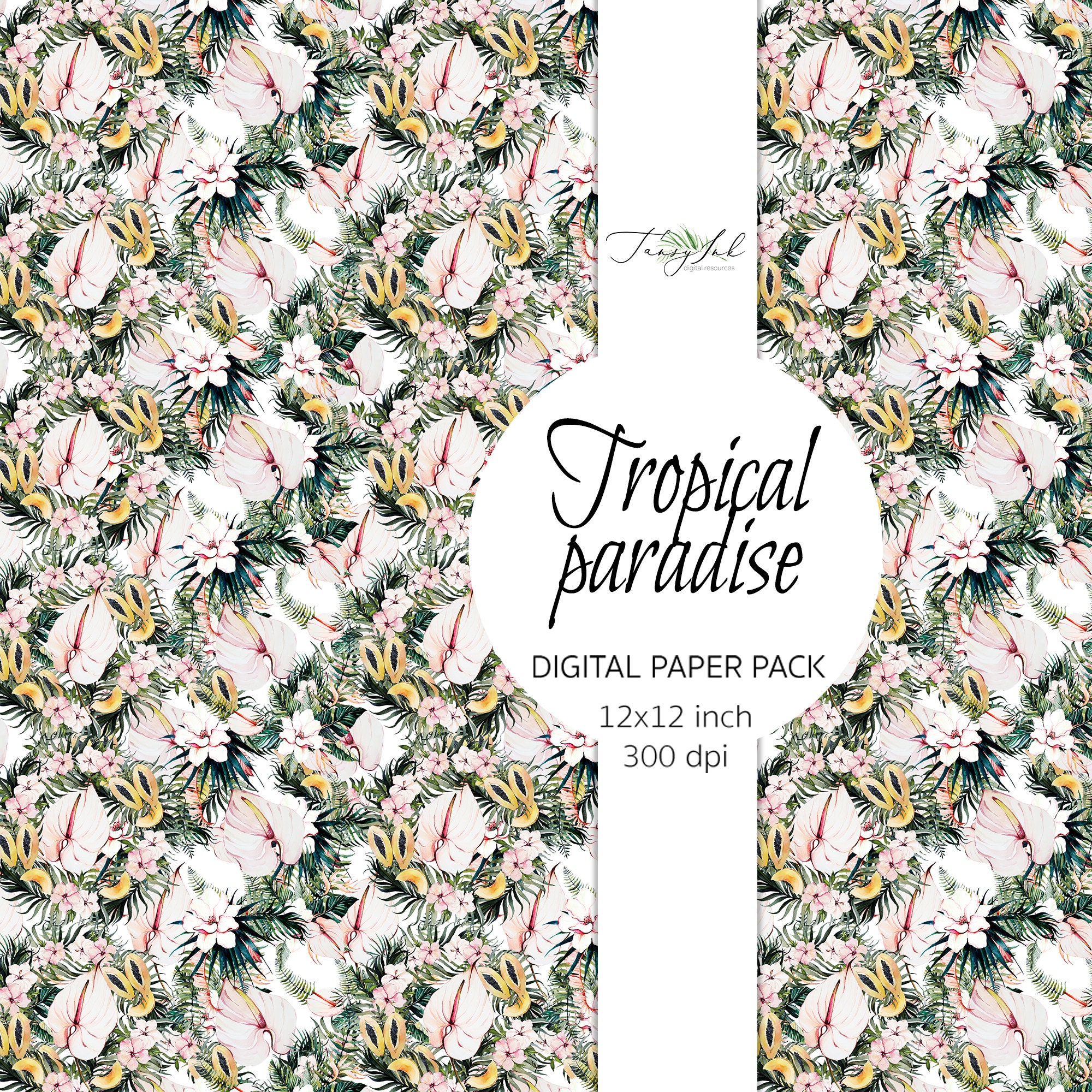 Tropical Paradise Digital Paper Tropical Wallpaper Seamless | Etsy