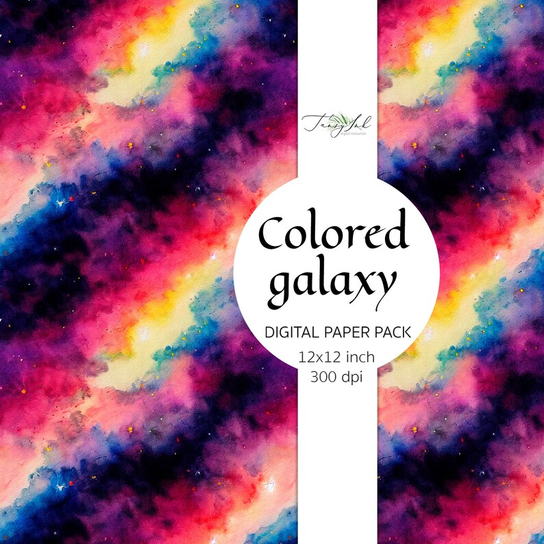 Colored Galaxy Digital Paper, Seamless Paper, Night Sky Background ...