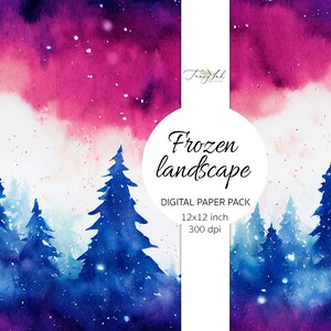 Frozen Landscape Digital Paper, Seamless Paper, Winter Landscape ...