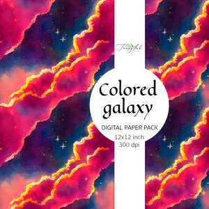 Colored Galaxy Digital Paper, Seamless Paper, Night Sky Background ...