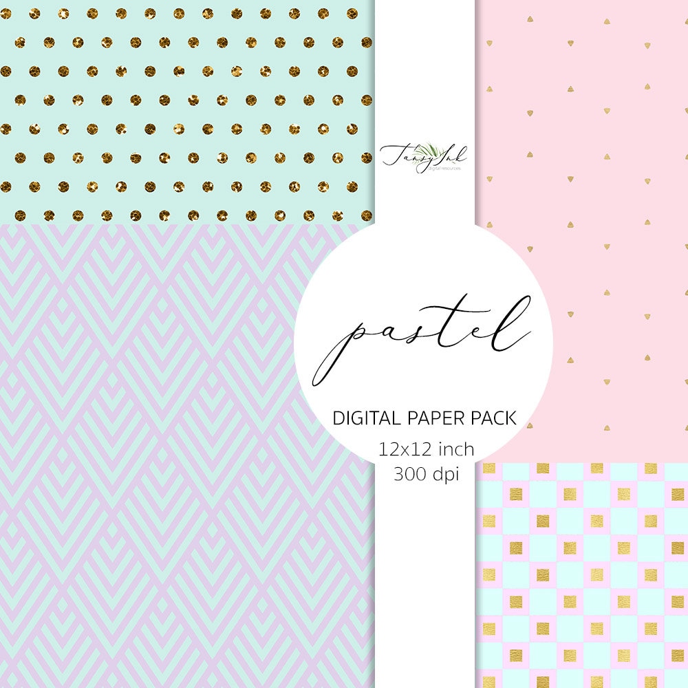 Pastel Digital Paper Pink Pastel Paper Pastel Wedding | Etsy