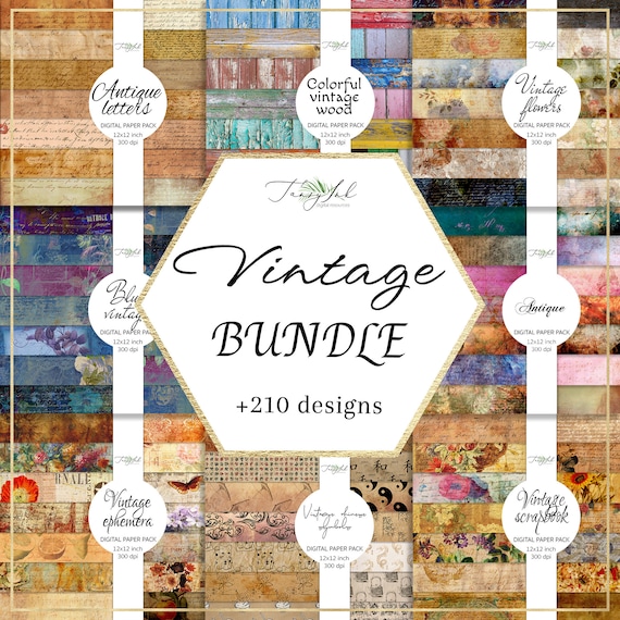Vintage BUNDLE Digital Paper Ephemera Paper Wood Vintage - Etsy