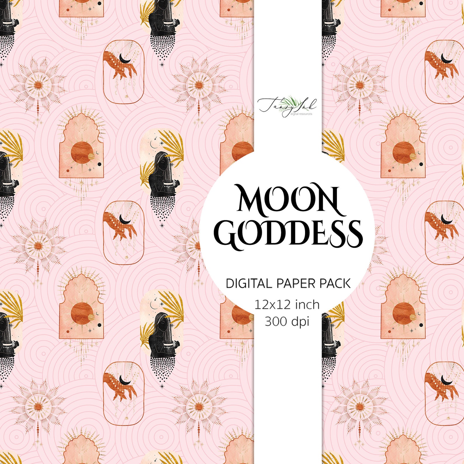 Moon Goddess Digital Paper Seamless Paper Moon Background - Etsy