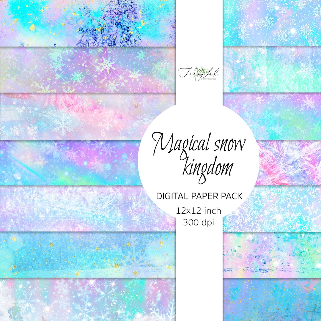 Magical Snow Kingdom Digital Paper, Snowflakes Paper, Scrapbooking ...