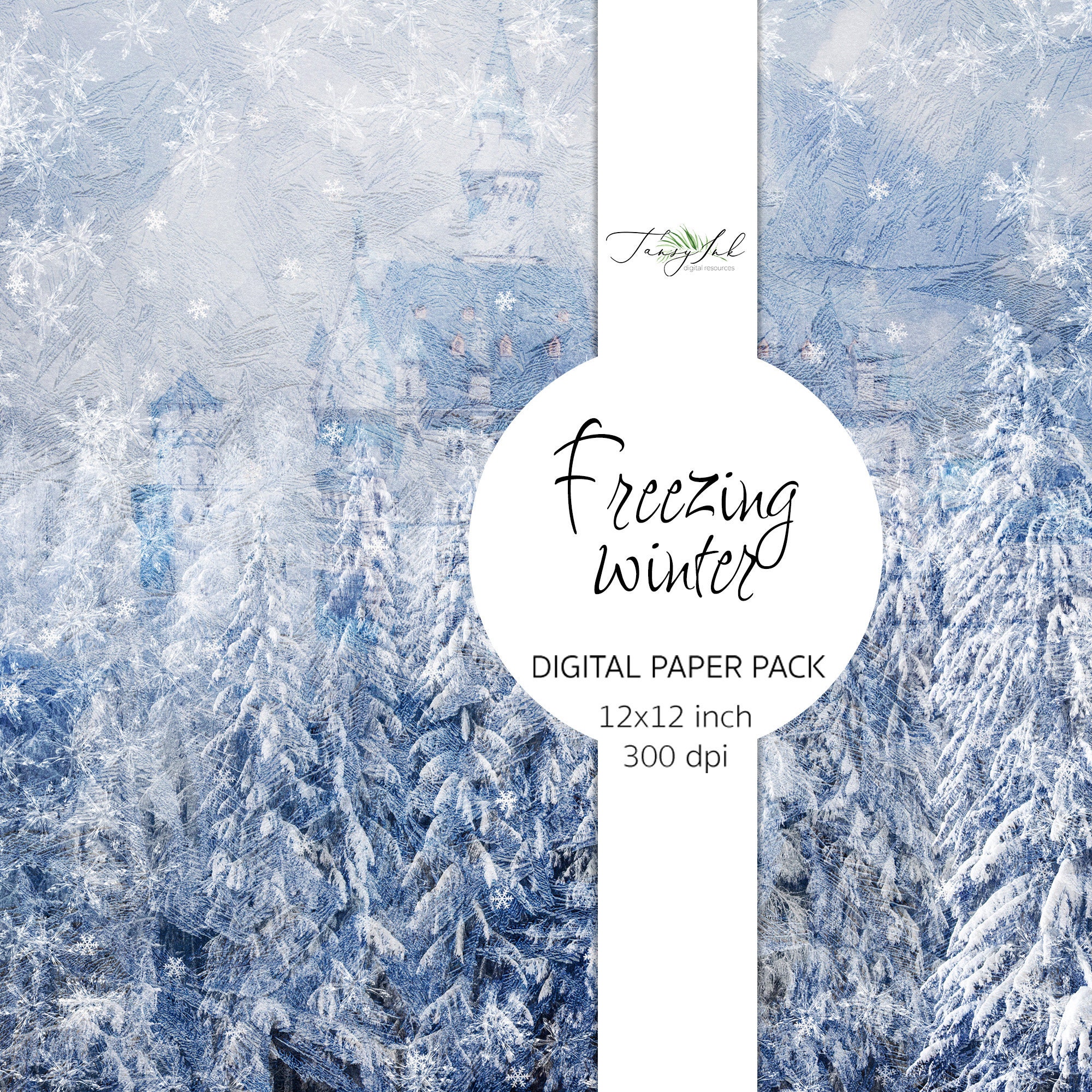 Freezing Winter Digital Paper, Winter Fantasy, White Christmas, Frost ...